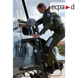 ImagesDéfense - Le capitaine pilote monte à l'échelle de son avion ...