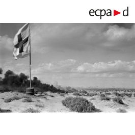 ImagesDéfense - Des débris d'un avion en feu près d'un drapeau de la ...