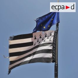 ImagesDéfense - Le drapeau européen et le fanion breton du 3e régiment ...
