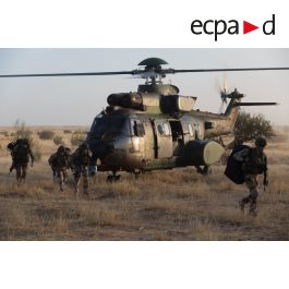 ImagesDéfense - Des éléments opérationnels de déminage (EOD) débarquent d'un hélicoptère Cougar ...